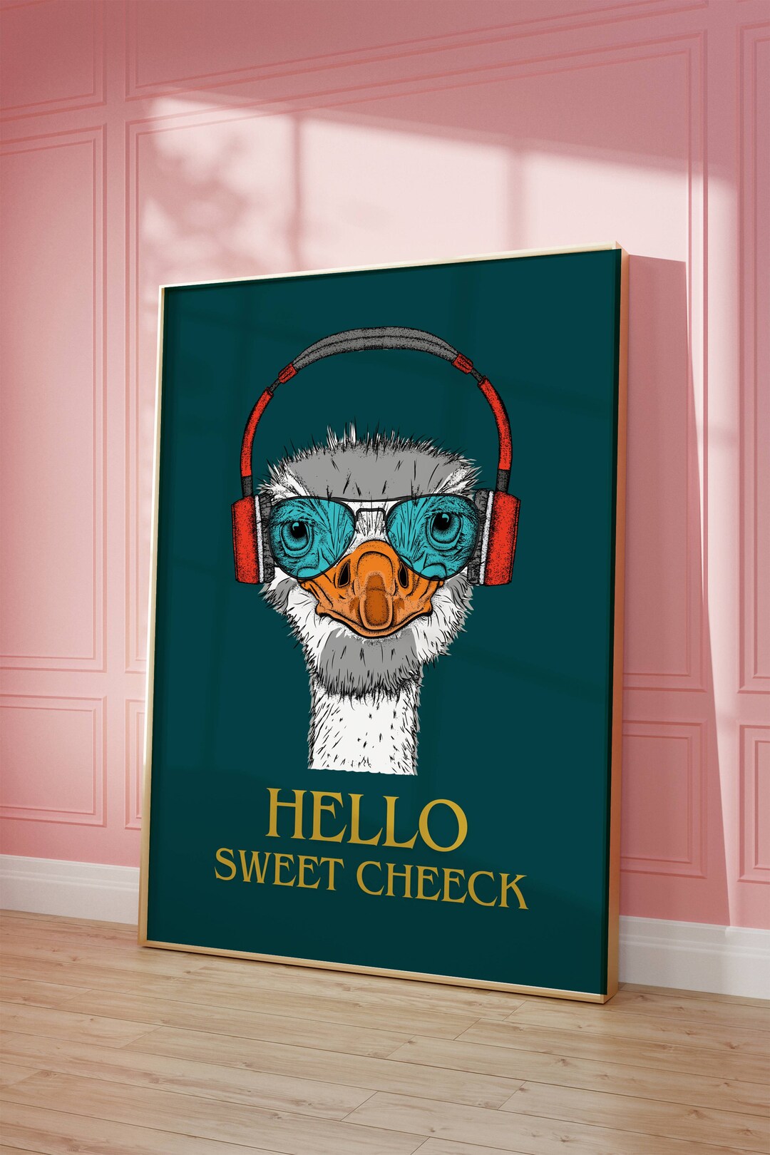 Ostrich Hello Sweet Cheeks Poster, Funny Comedy Animal Art Print, Gift ...