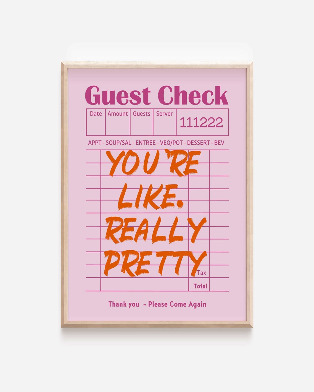 You're Like Really Pretty Guest Check Poster Preppy Dorm - Etsy