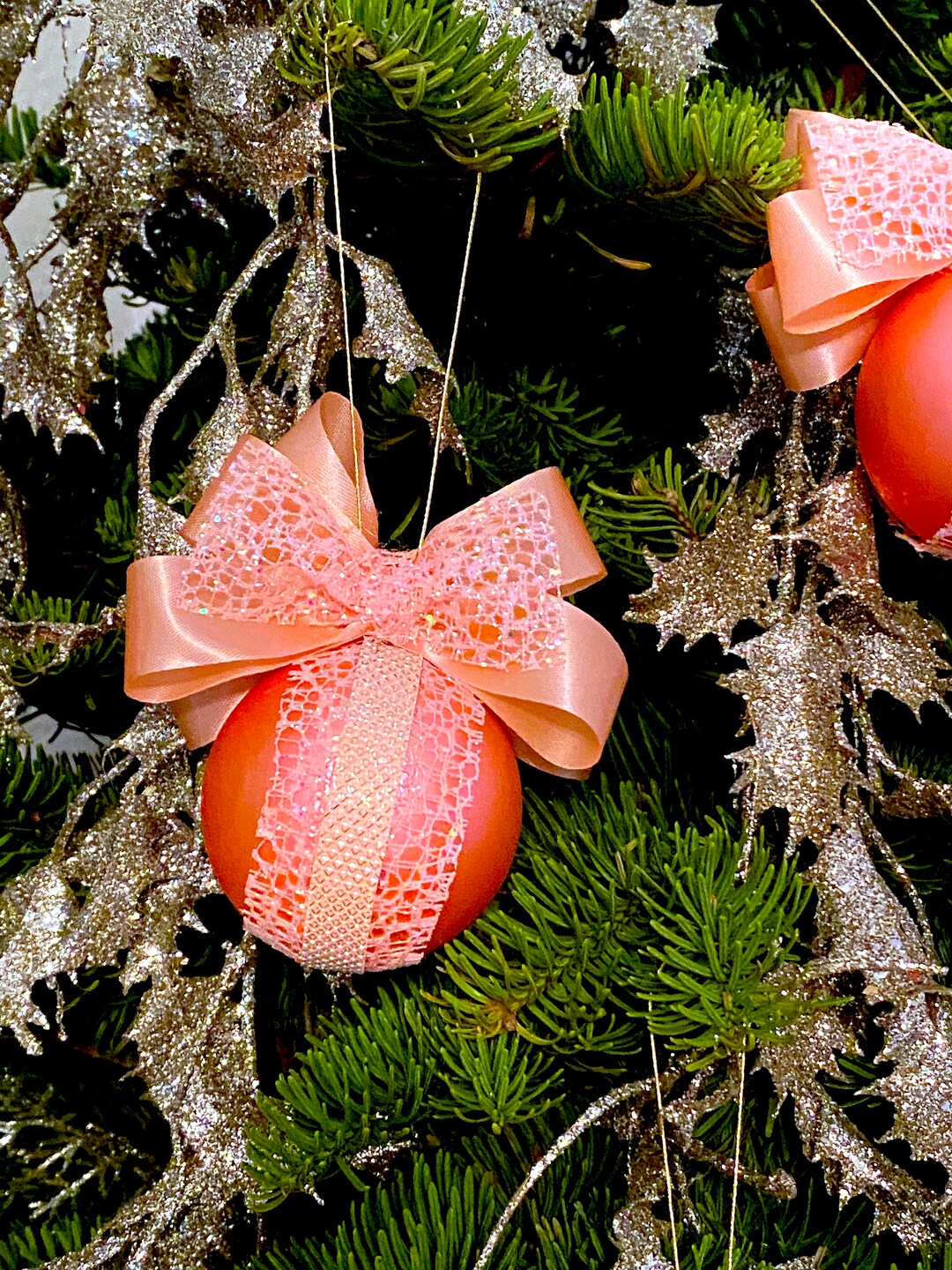 A Set of 5 Coral Baubles, Christmas Tree Coral Decor, Pink Christmas ...