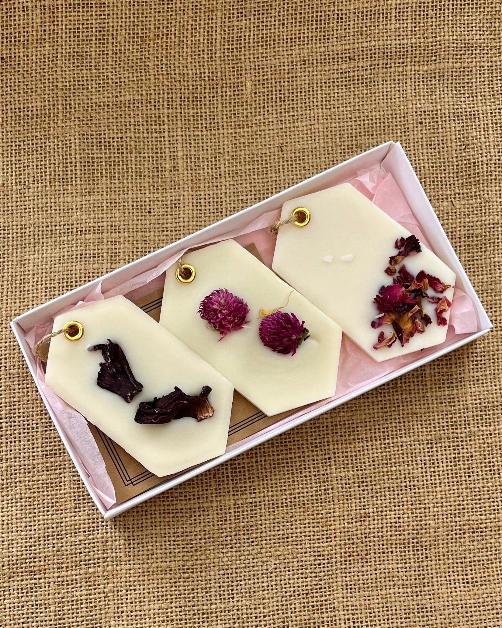 Set of 3 Soy Wax Scented Tablets – Floral, Fruity, Citrus Aromatherapy ...