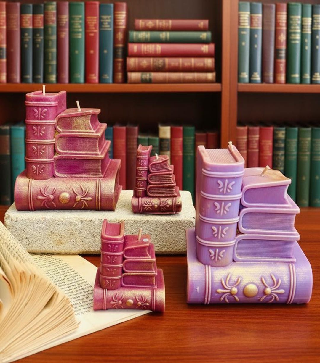 Quiet Library Stack Book Candles | Vintage Book Candle Set | Aesthetic ...
