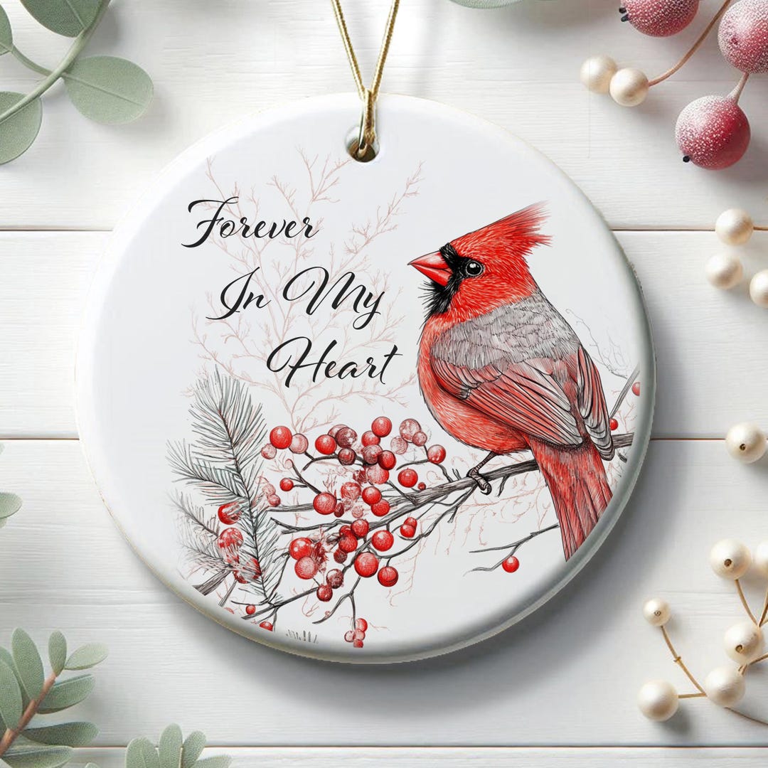 Forever in My Heart Cardinal Memorial Ornament Ceramic With Gift Box ...