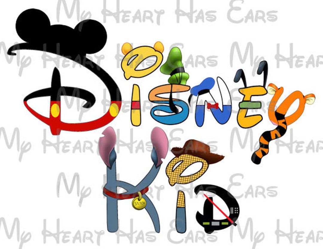 WDW Kid in a Word Mickey Minnie Mouse Fab 5 Character Font Image Png ...