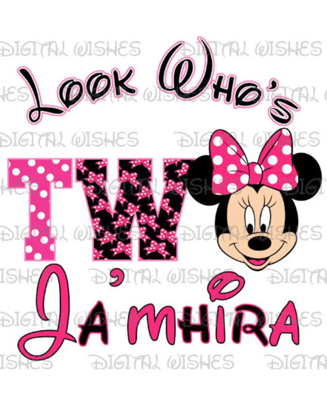 Look Who's Two Minnie Mouse Birthday Image Personalized Png Clipart ...