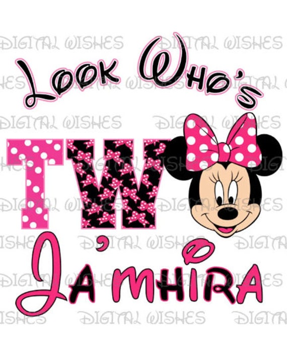 Look Who's Two Minnie Mouse Birthday Image Personalized - Etsy