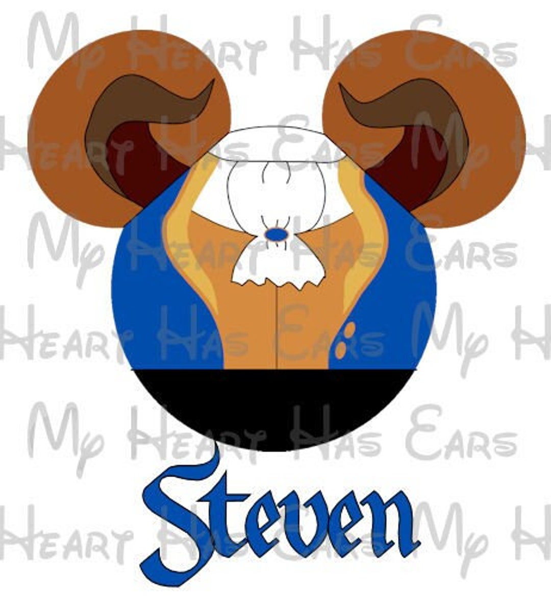Beauty and the Beast Mickey Mouse Head Ears Image Png Digital - Etsy