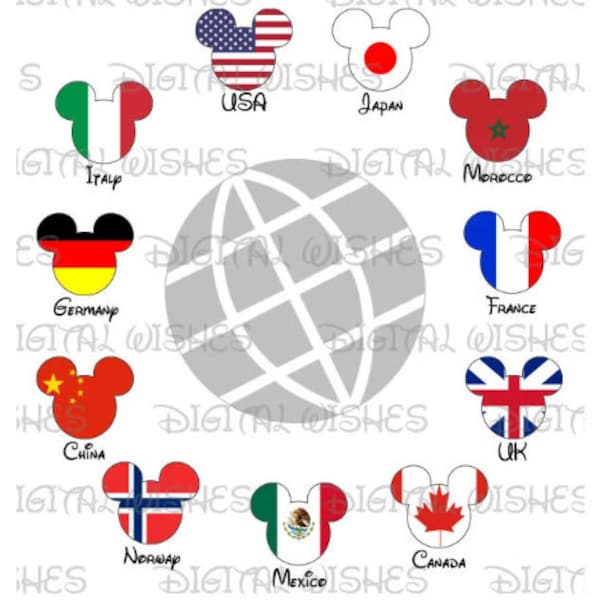 Mickey Epcot Flags Svg - Etsy