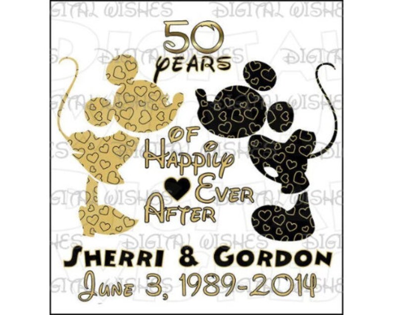 Mickey Minnie Mouse Golden 50th Anniversary Personalized Png - Etsy
