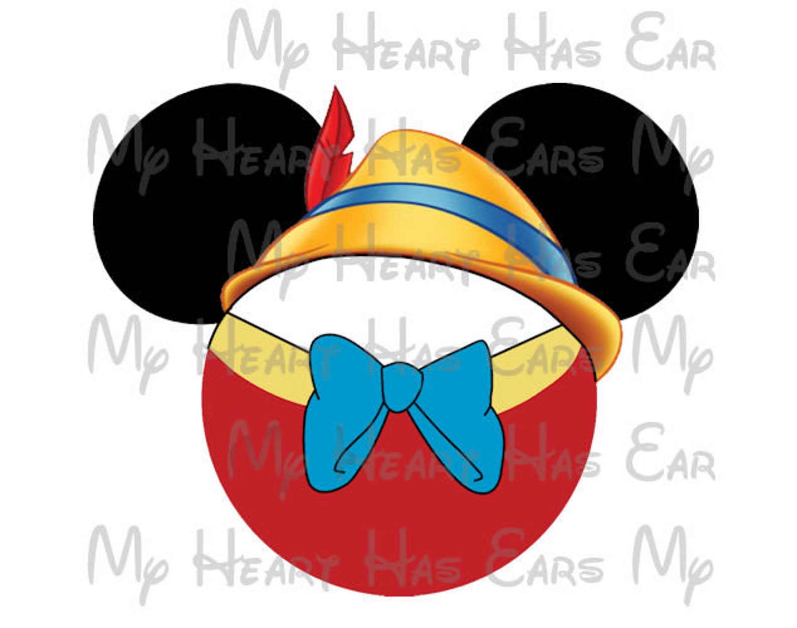 Pinocchio Mickey Mouse Head Ears Image Png Digital File - Etsy
