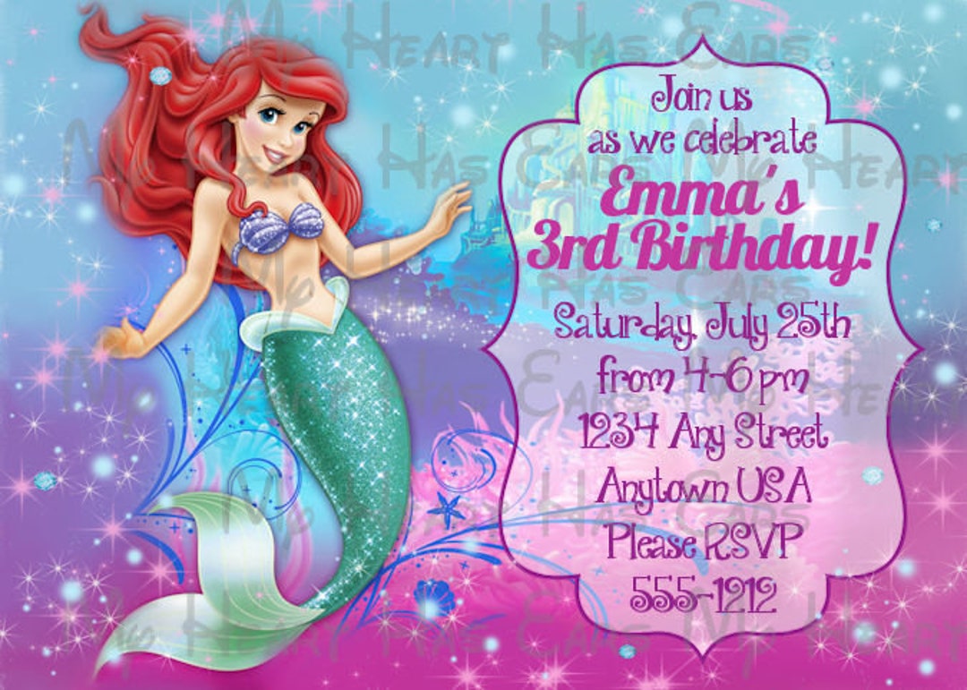 Ariel la sirenita cumpleaños invitación imagen personalizada png ...