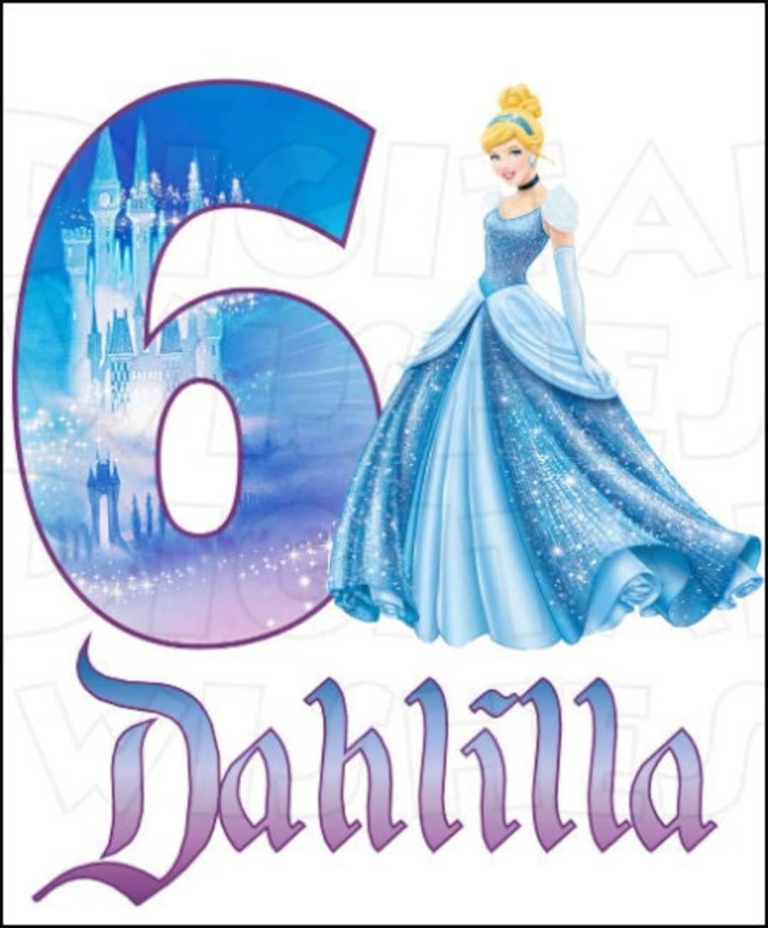 Cinderella and Castle Birthday Girl ANY NAME NUMBER Image Png Digital ...