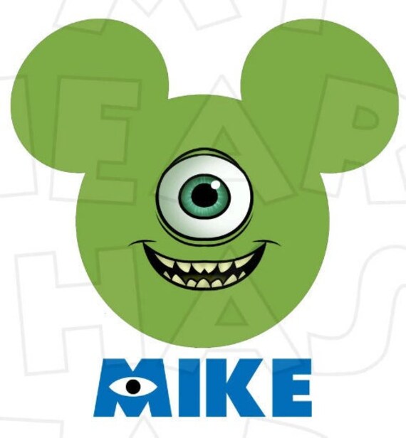 Monsters Inc Mike Wazowski Mickey Mouse Head Ears Image Png | Etsy