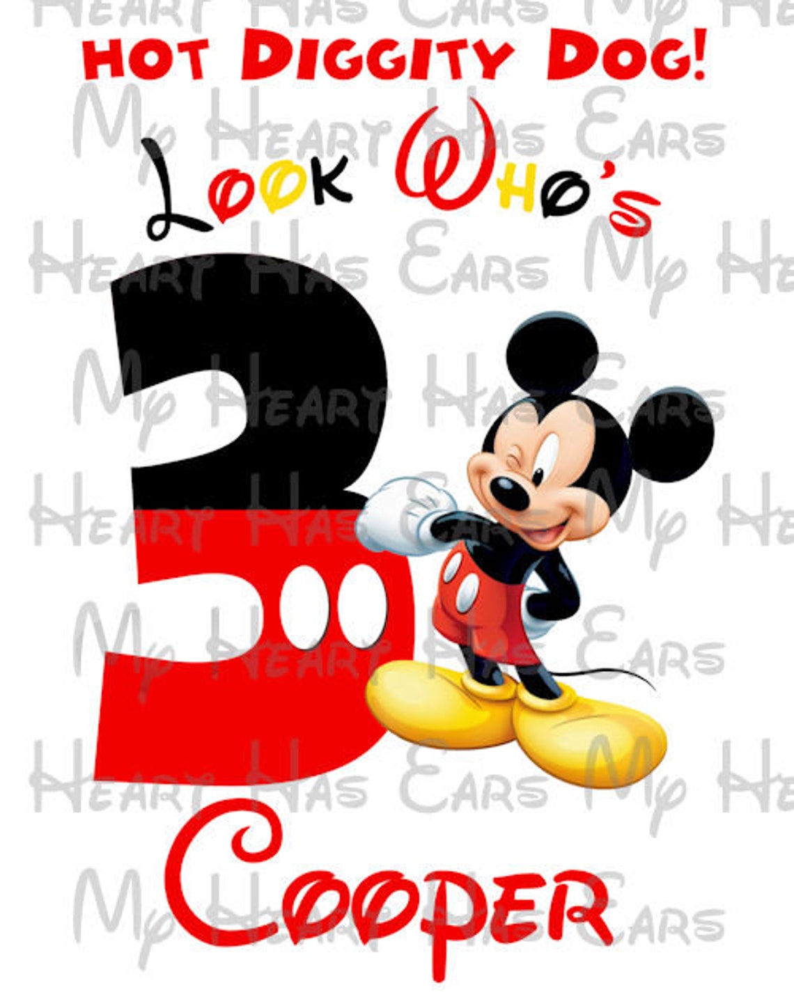 Mickey Mouse Hot Diggity Dog Birthday Image ANY NAME and - Etsy
