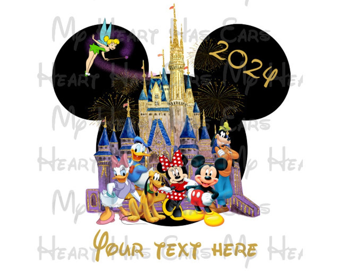 Mickey Mouse and Gang With Cinderella Castle and Tinkerbell 2024 Image ...