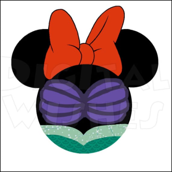 Ariel Minnie Mickey Mouse Head Ears Image Png Digital File - Etsy