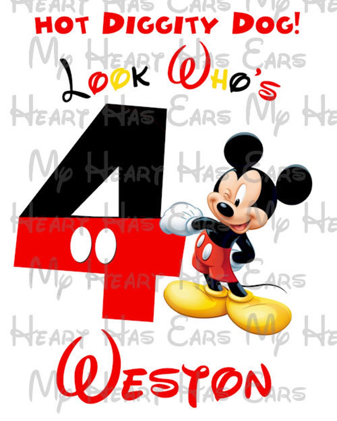 Mickey Mouse Hot Diggity Dog Birthday Image ANY NAME and - Etsy