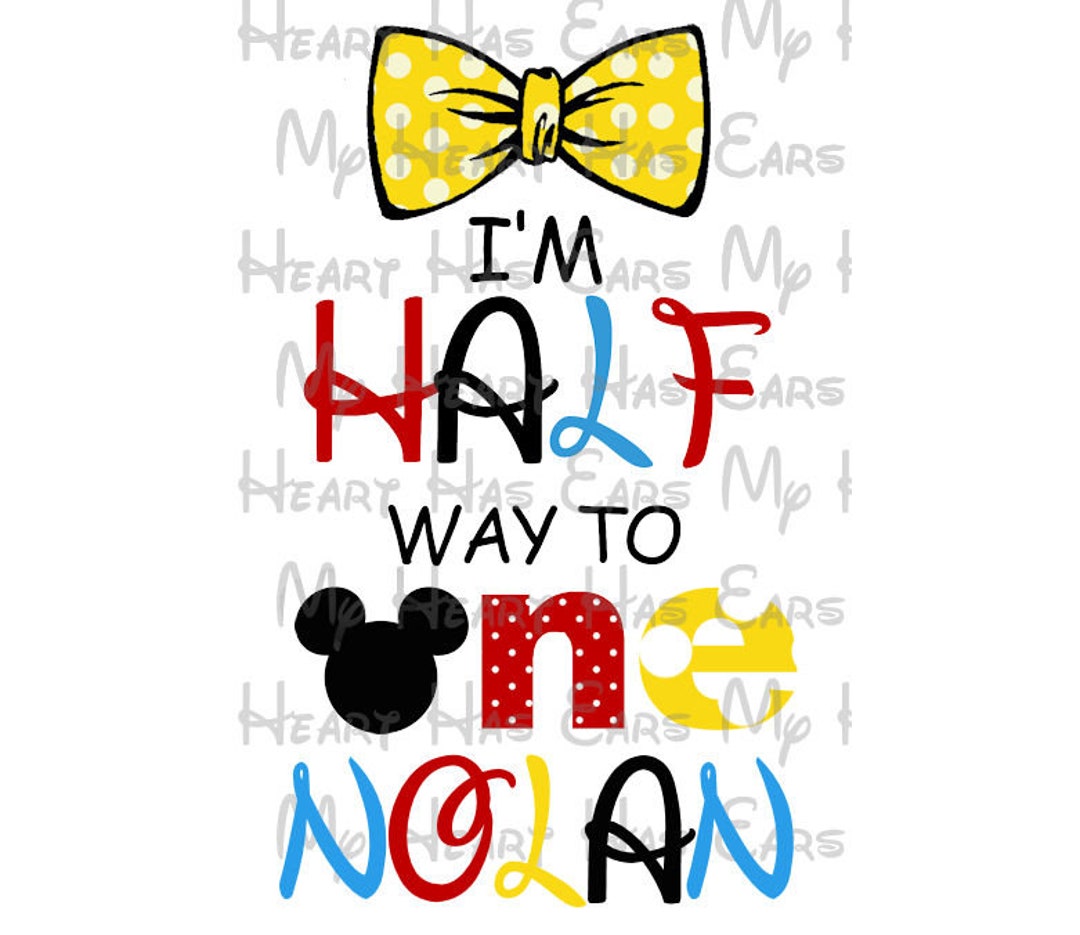 I'm Half Way to One Mickey Mouse Tie Birthday Image ANY NAME ...