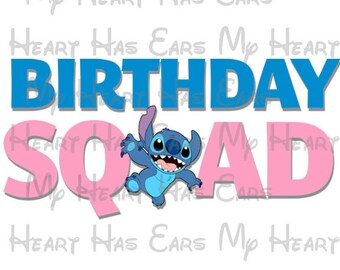 Stitch Birthday Squad Tshirt - Etsy