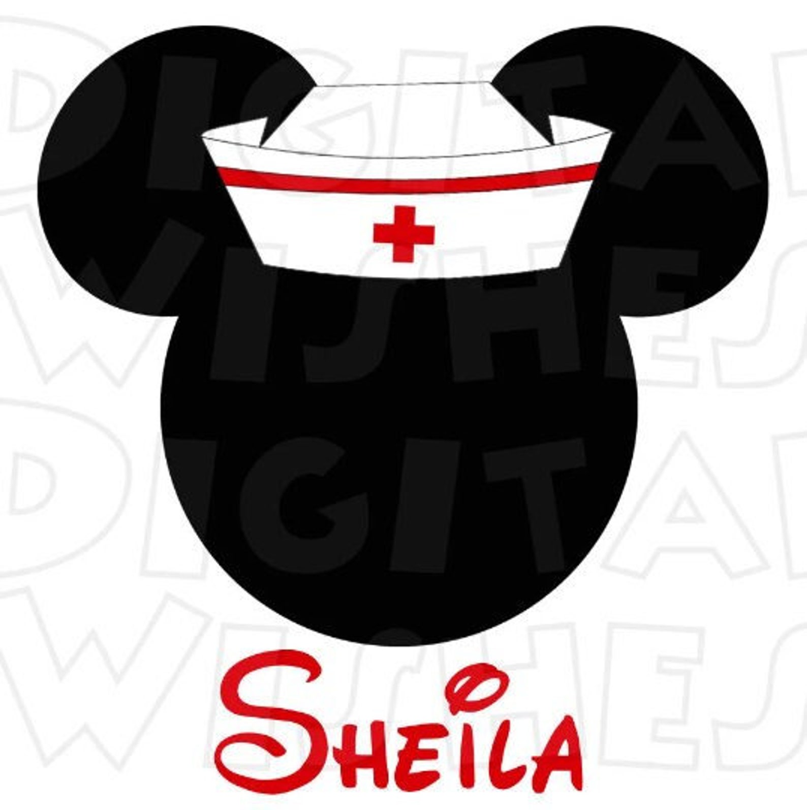 Nurse Mickey Minnie Mouse Ears Head Image Png Digital File - Etsy
