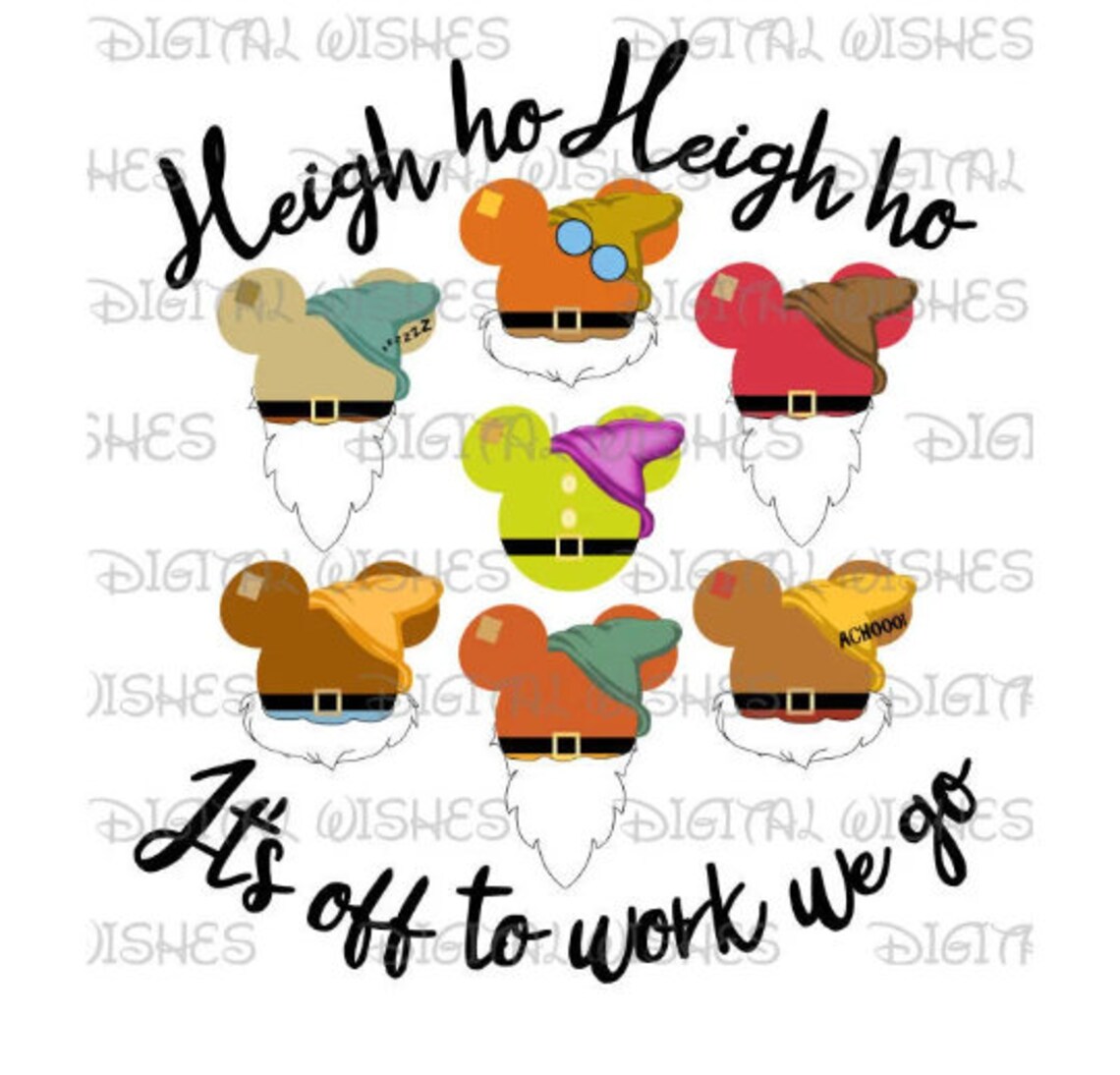 Heigh Ho It's off to Work We Go 7 Dwarfs Mickey Mouse - Etsy