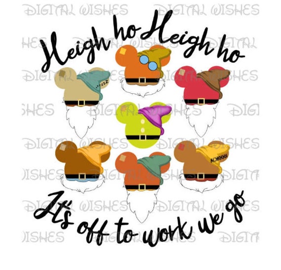 Heigh Ho It's off to Work We Go 7 Dwarfs Mickey Mouse - Etsy
