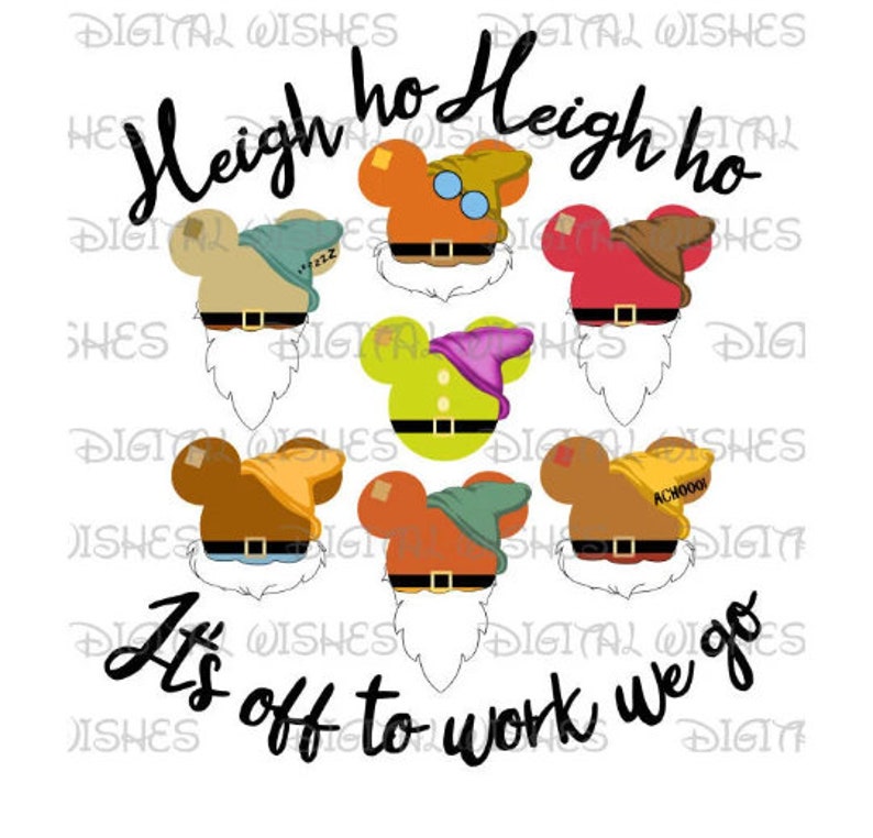 Heigh Ho It's off to Work We Go 7 Dwarfs Mickey Mouse - Etsy
