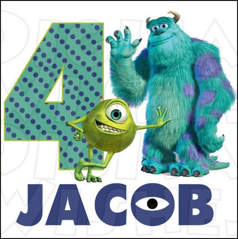 Monsters Inc Birthday Image Personalized ANY NAME and Number - Etsy