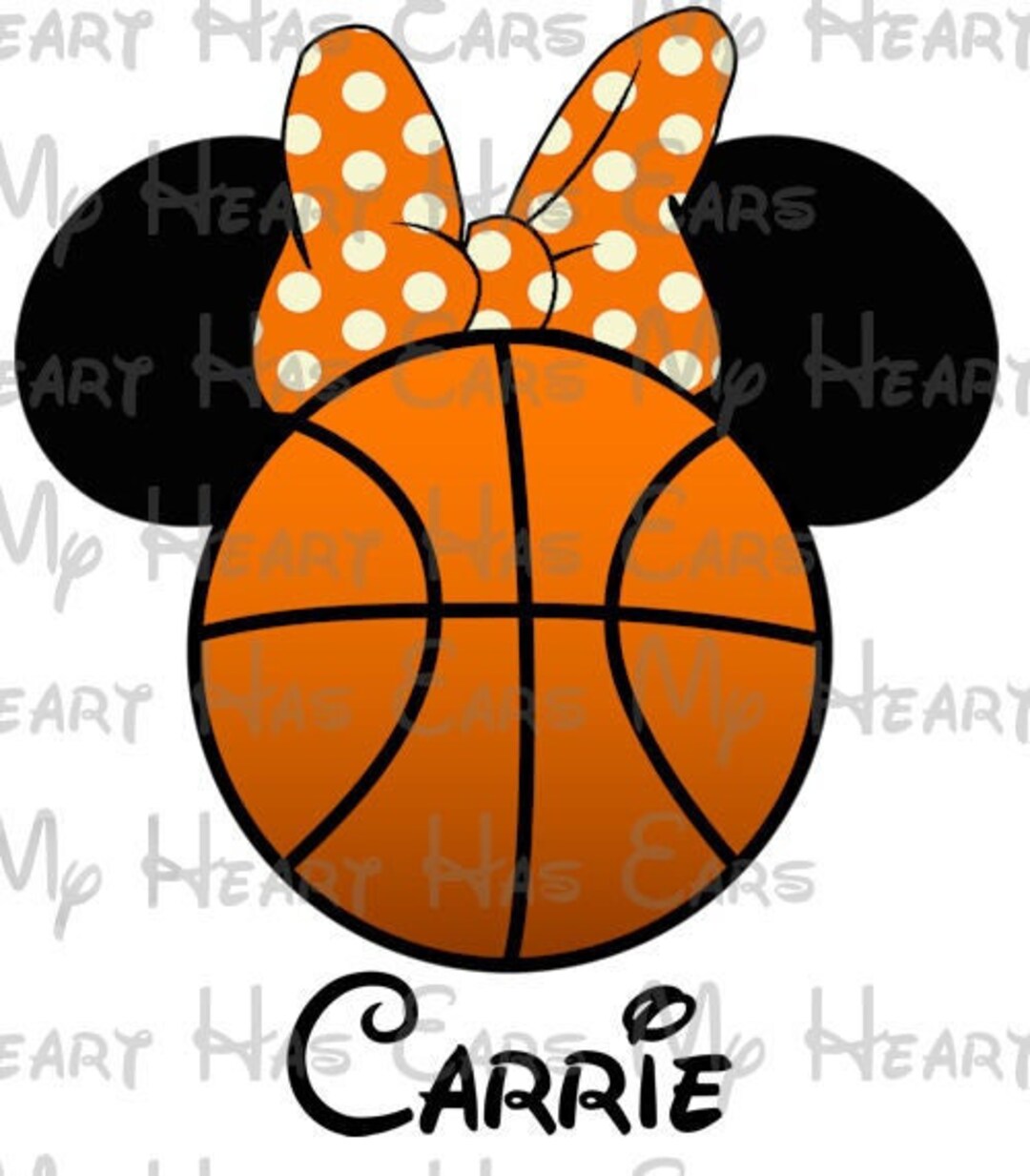 Basketball Minnie Mouse Ears Head Image Png Digital File Sublimation ...