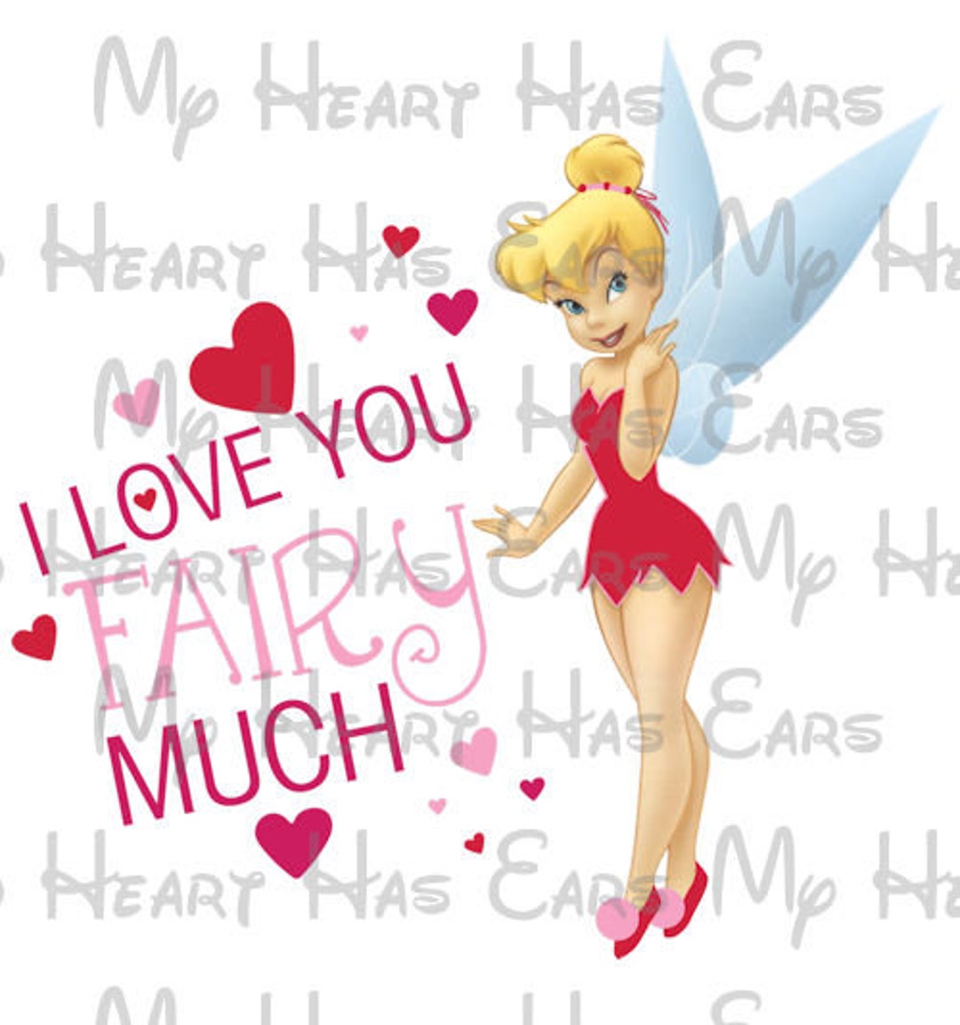Tinkerbell Valentines Day Hearts I Love You Fairy Much Image Png ...