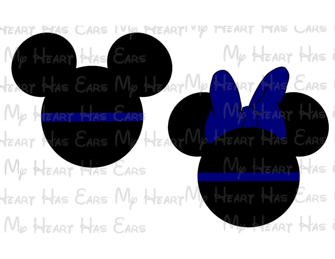 Thin Blue Line Mickey Minnie Mouse Head Image Png Digital File ...