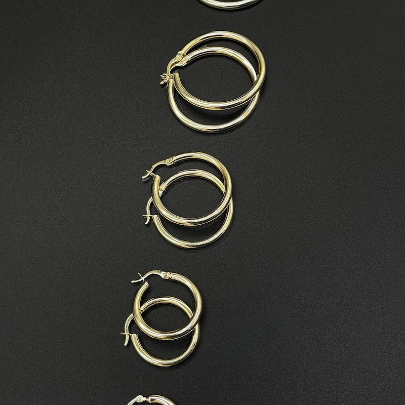 Real Gold Hoop Earrings - Etsy