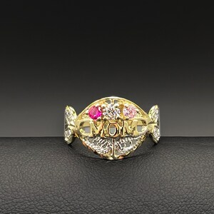 10K Gold Tri Gem Mom Ring CZ Three Color Stone Ring - Etsy