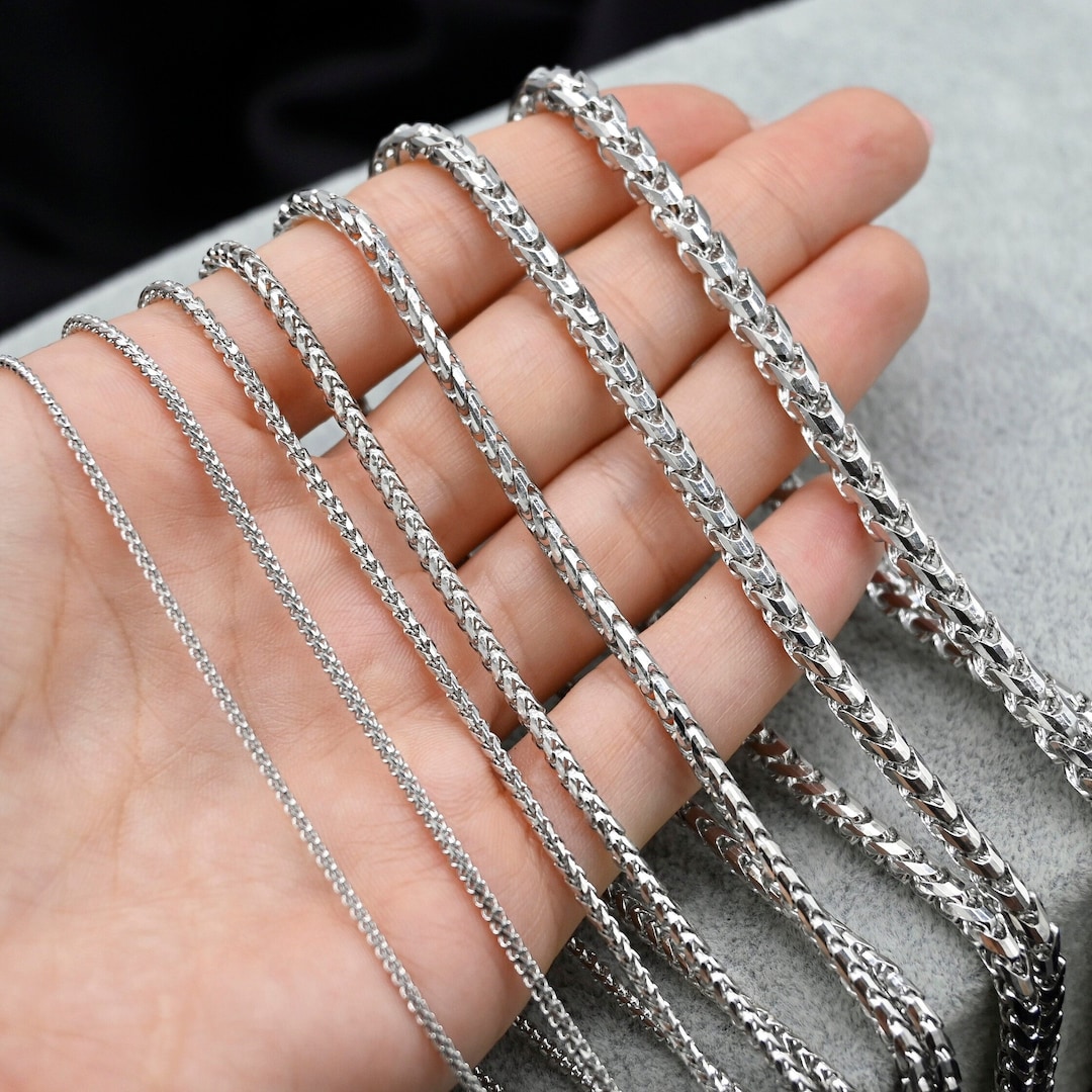 14K SOLID White Gold Franco Box Chain Real Fully Solid Gold 14K Gold ...