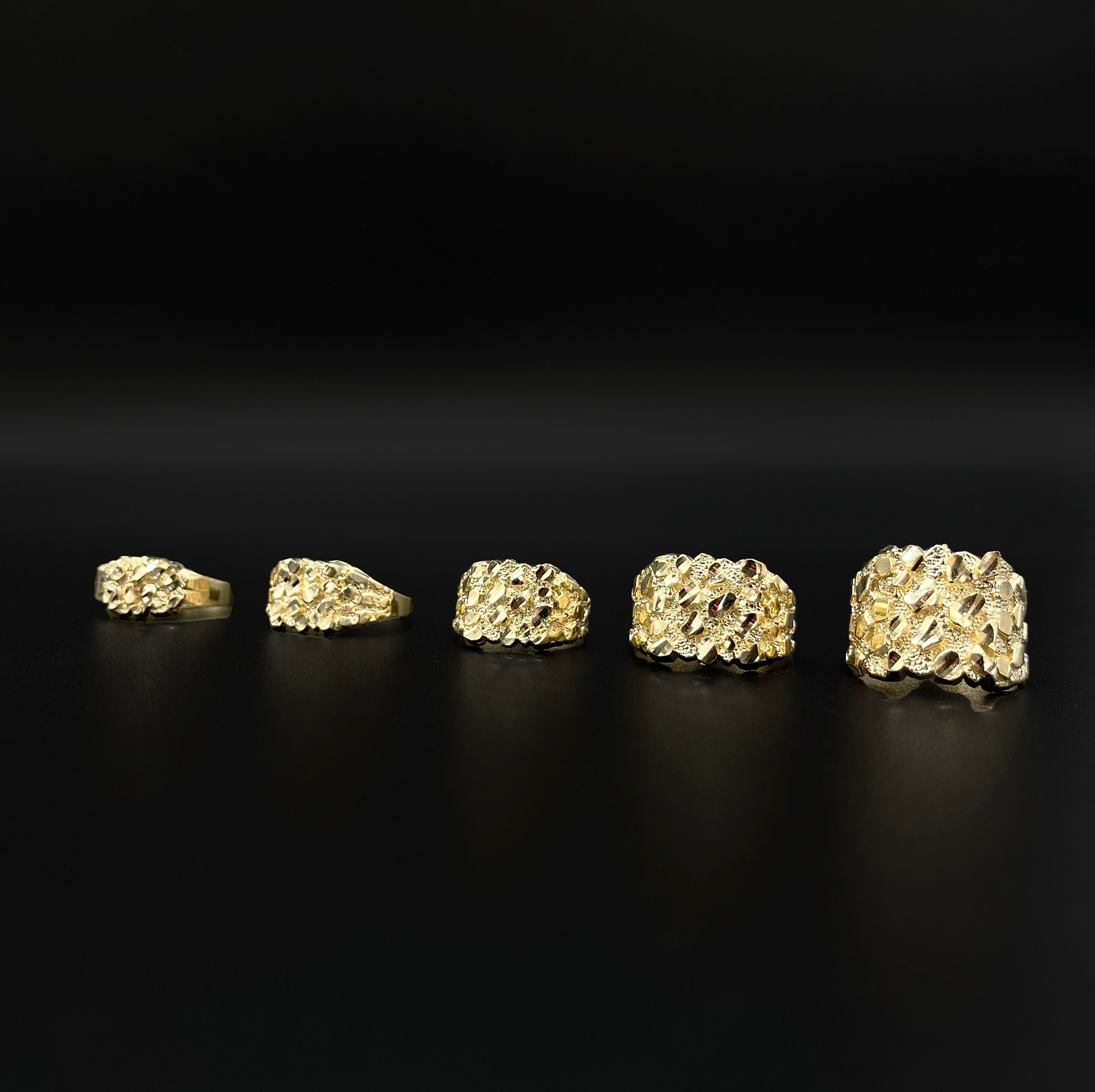 Real Solid Gold 10K Square Nugget Ring 10K Gold Ring - Etsy