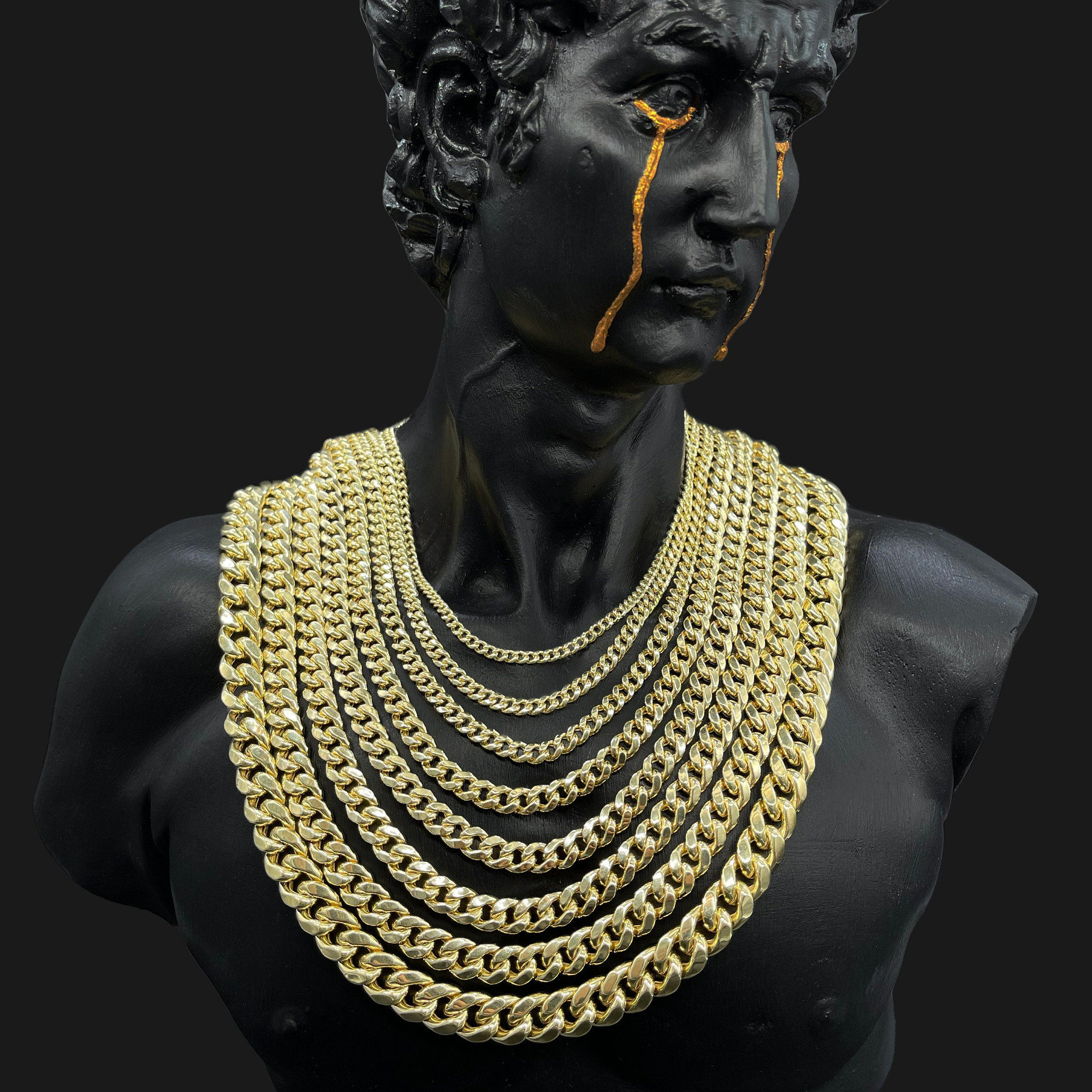 10K Real Gold Miami Cuban Link Chain Necklace 10K Gold Chain - Etsy