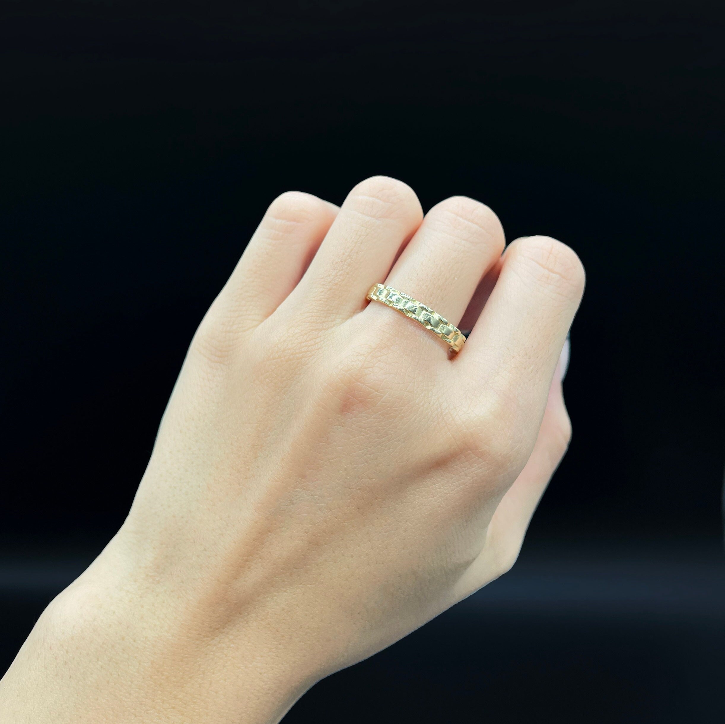 10K Solid Gold Cuban Curb Ring 10K Gold Ring Gold Chain - Etsy