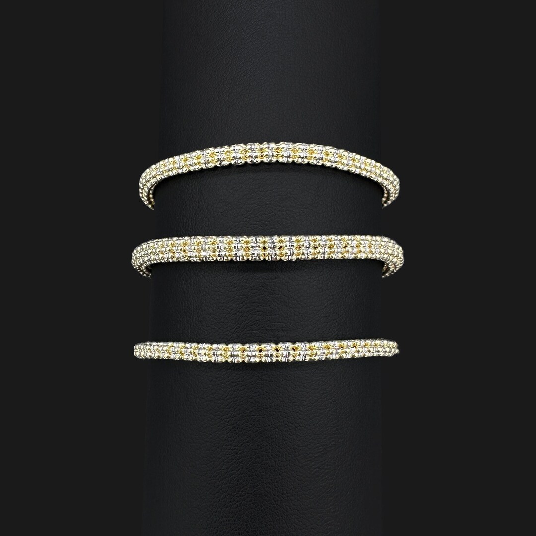 10K Real Solid Gold Ice Out Bracelet | Diamond Cut Ice Link Two Tone ...