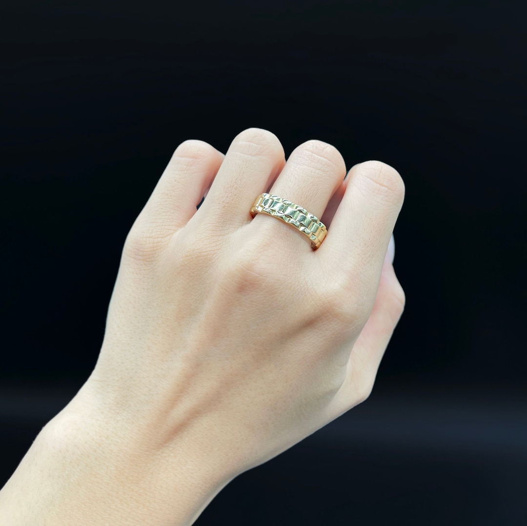 10K Solid Gold Cuban Curb Ring | 10K Gold Ring | Gold Chain Link Ring ...