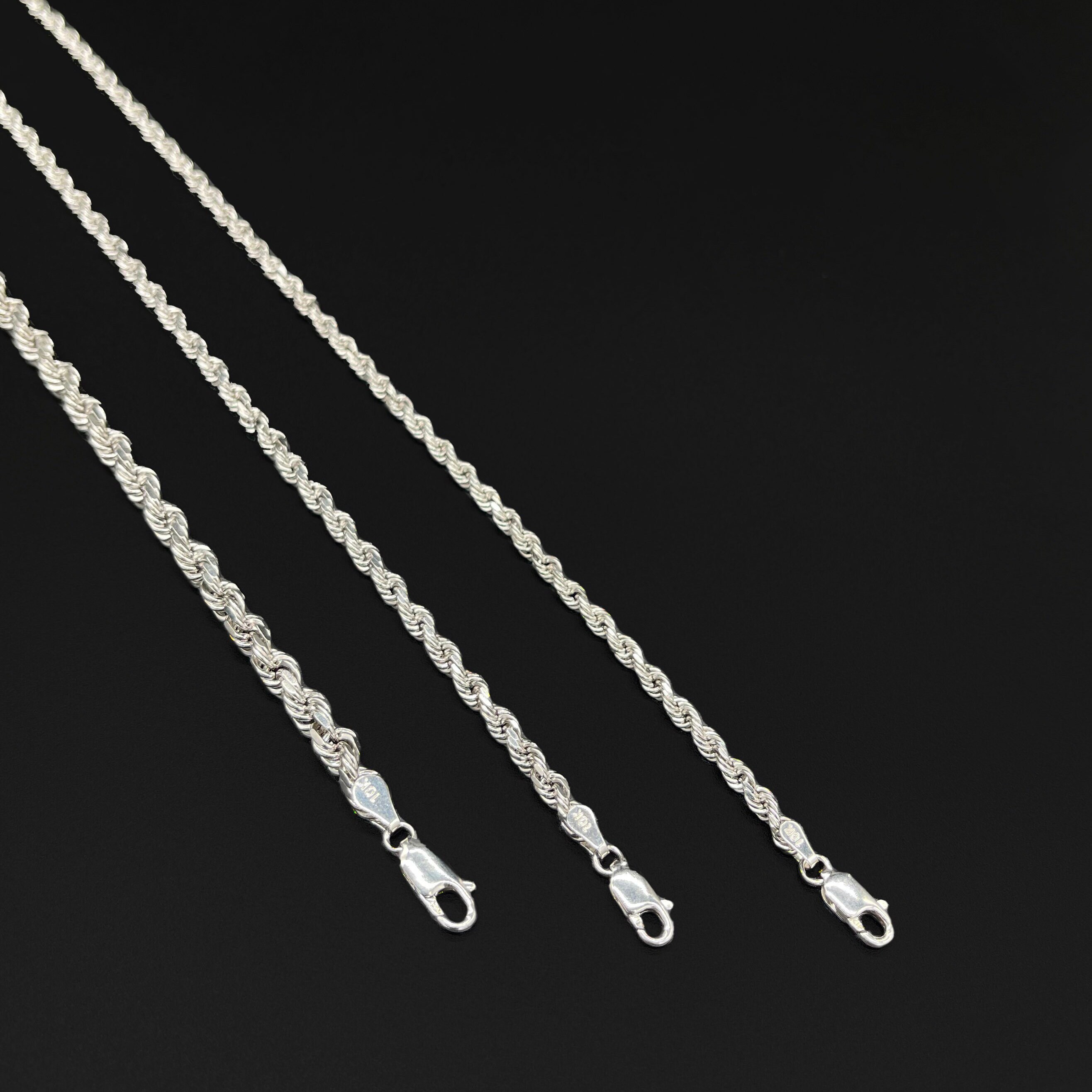 10K Solid Gold Rope Chain Bracelet White Gold Rope Chain - Etsy