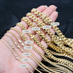 SOLID 14K Real Gold Miami Cuban Link Chain Necklace - 14K Gold Chain ...