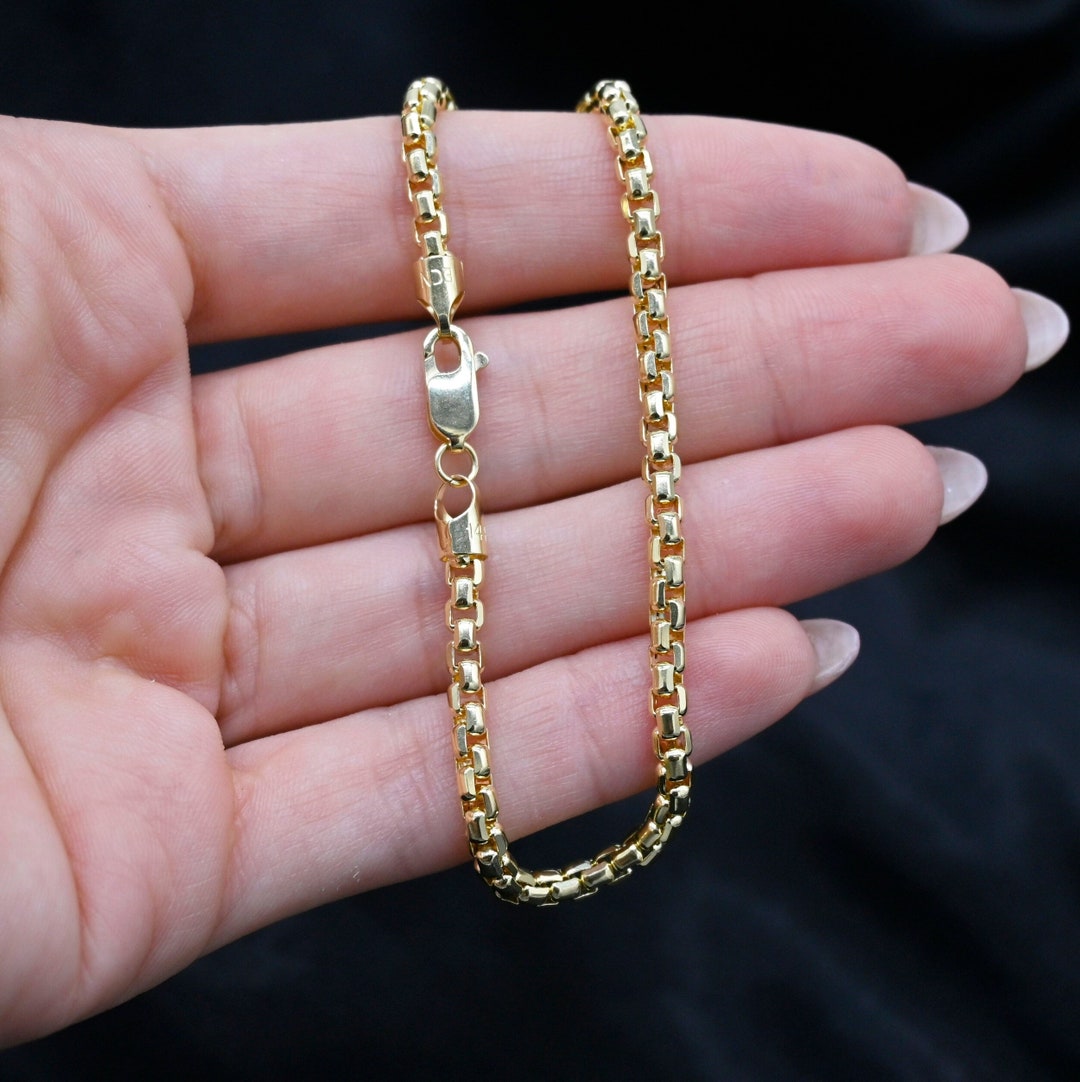 14K Gold Box Chain Bracelet 14K Gold Bracelet Round Box Chain Bracelet ...