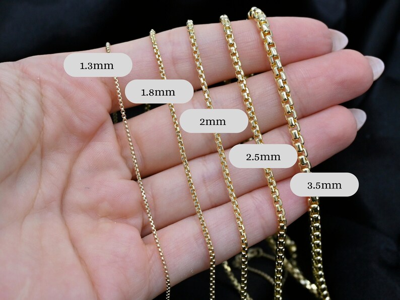 14K Yellow Gold Round Box Chain Necklace – Unisex - Etsy UK