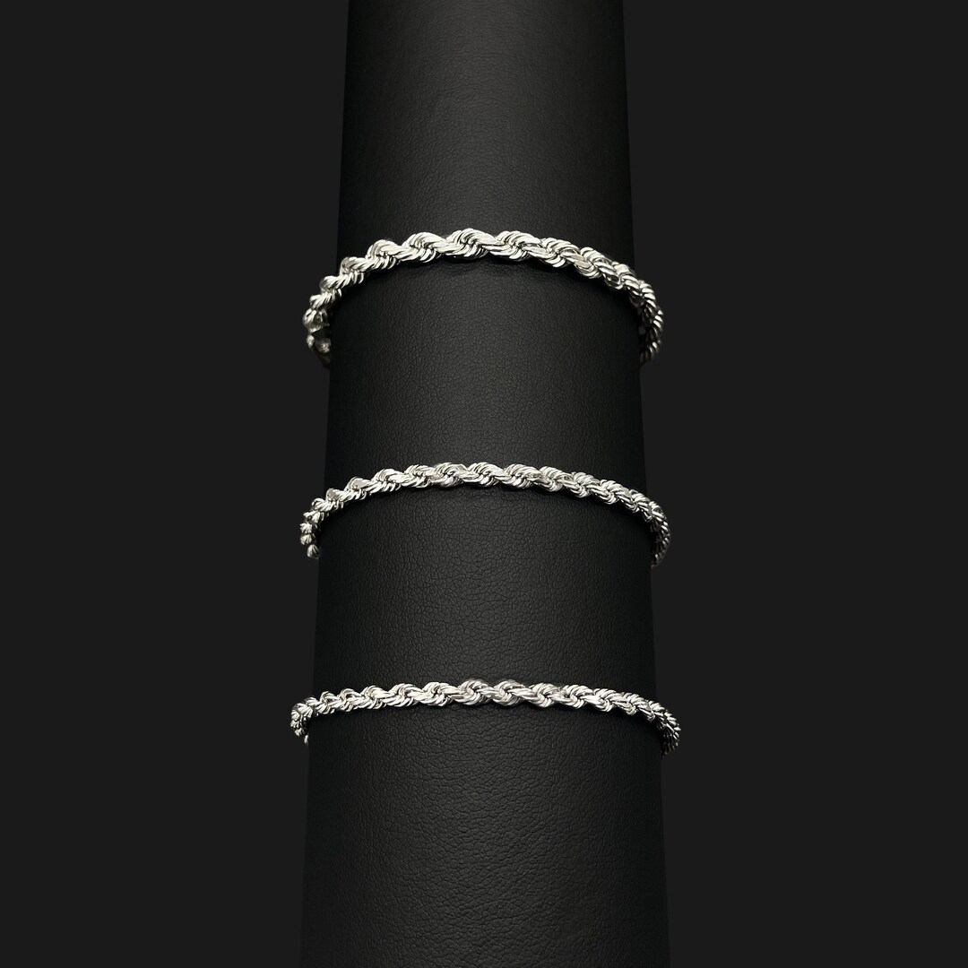 10K Solid Gold Rope Chain Bracelet White Gold Rope Chain Bracelet ...