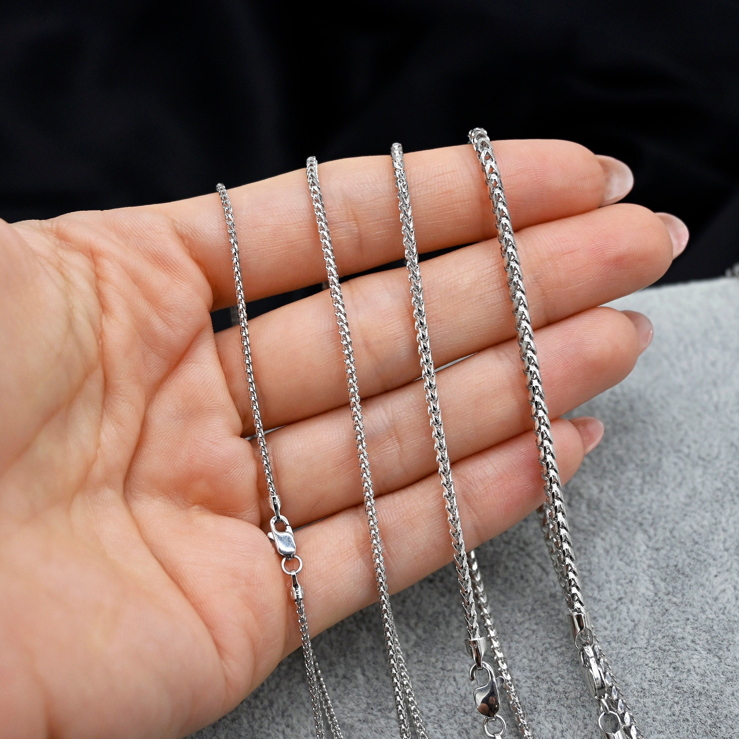 14K White Gold Franco Box Chain | Solid Gold Necklace - Etsy