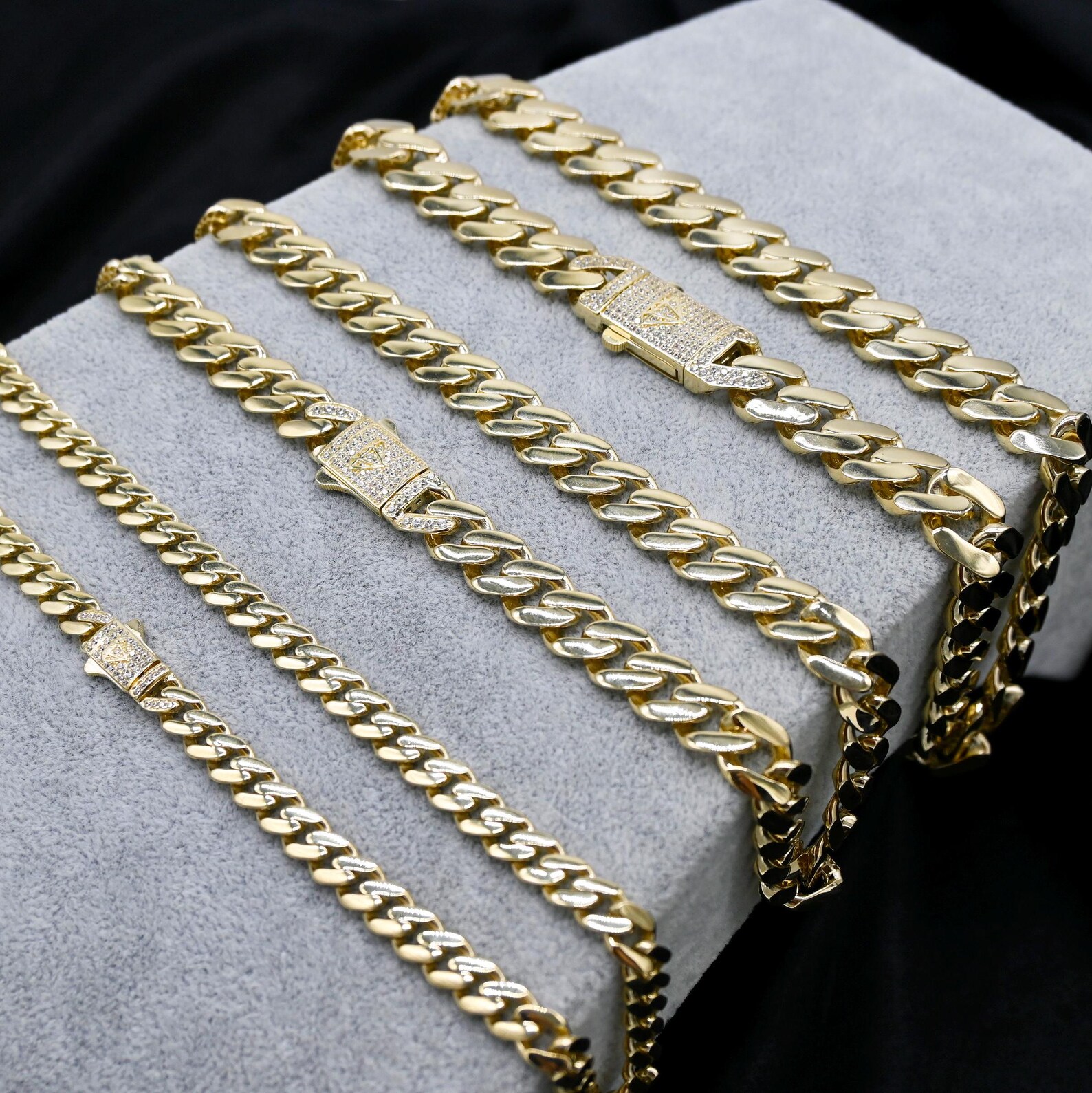 14K Yellow Gold Miami Cuban Link Chain – CZ Box Lock - Etsy