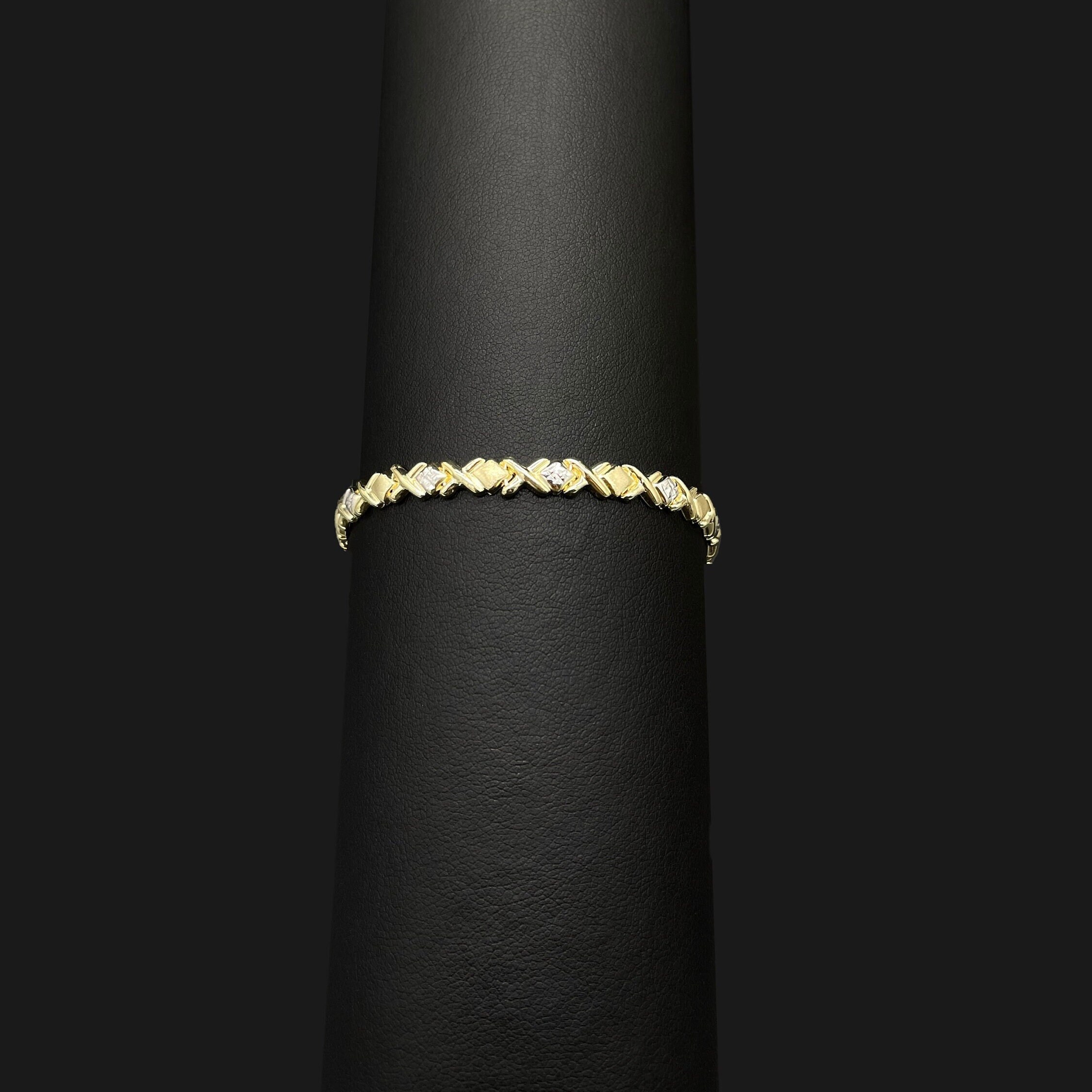 10K Gold Diamond Cut Hugs and Kisses Stampato Bracelet 5mm - Etsy