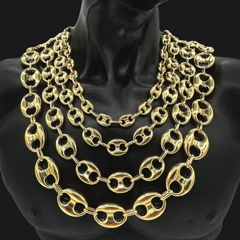 10K Gold Mariner Chain Puffed Anchor Necklace Real Link - Etsy