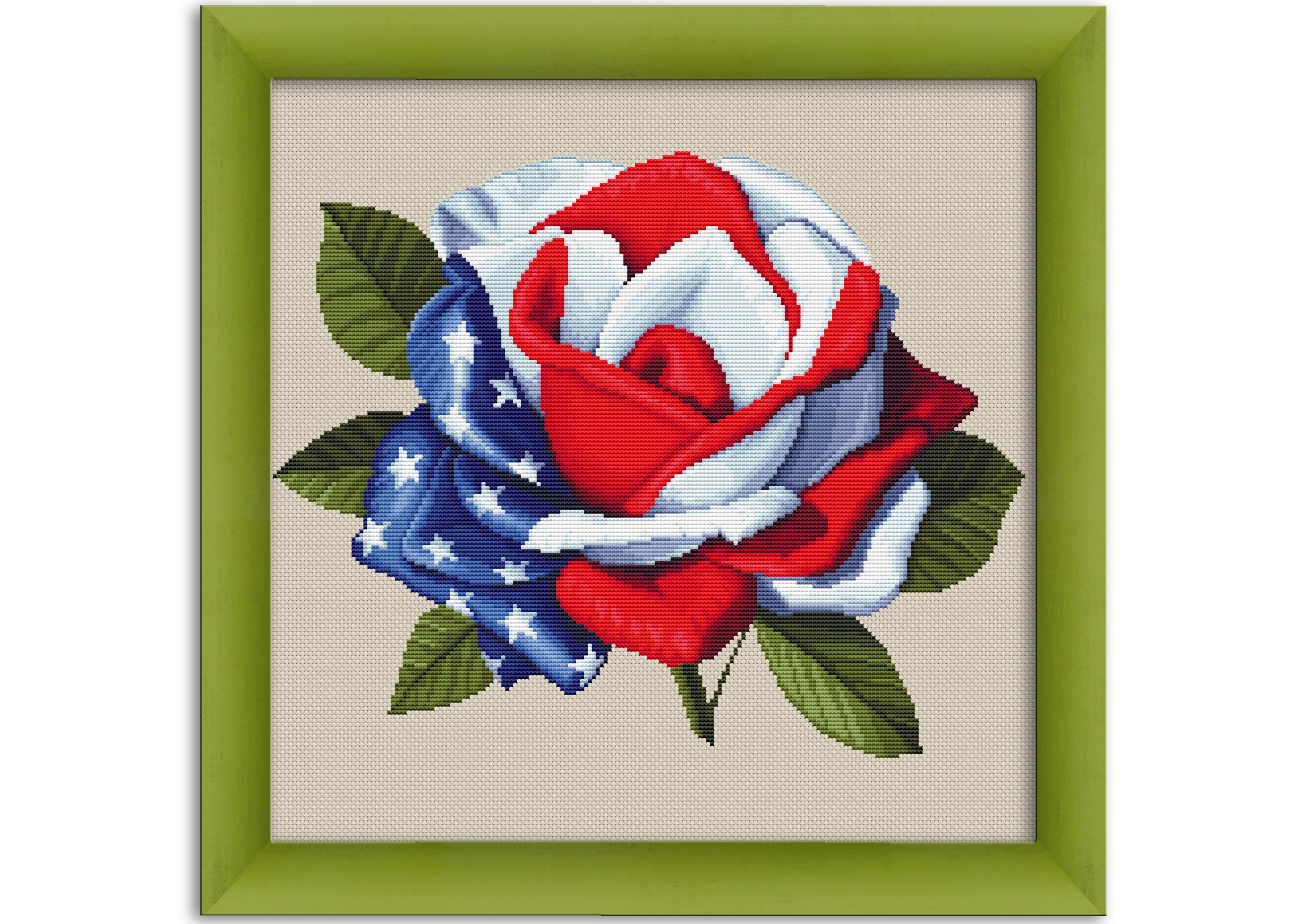 PDF Cross Stitch Pattern "stars’n’stripes Flag Rose" Instant Download ...