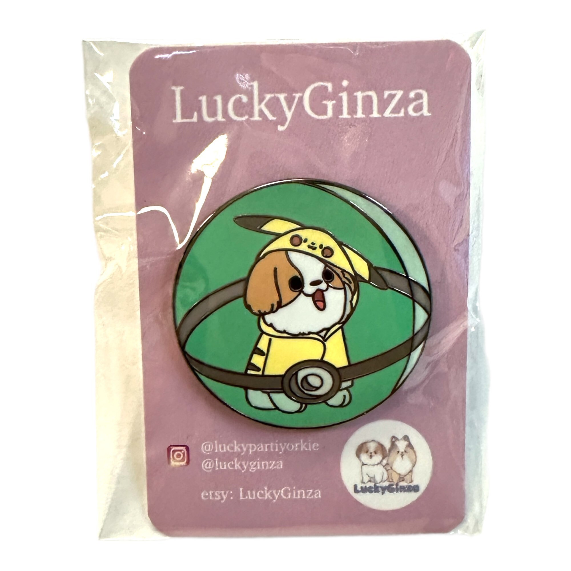 Pokemon Pokeballs Pikachu Parti Yorkie Enamel Pin, Pins, Pin Badge ...