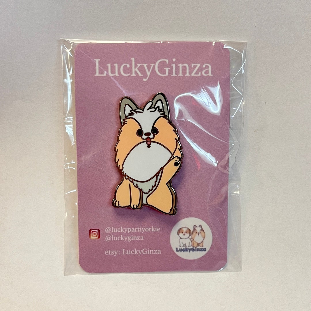Hello Ginza Pomeranian Pin, Enamel Pin, Blue Merle Pomeranian Pin, Dog ...